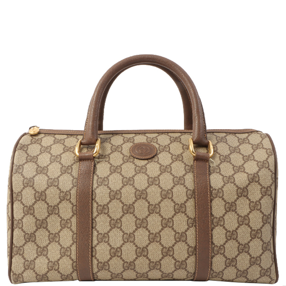 Gucci | Bags | Gucci Gg Pattern Logo Embossed Boston Bag Brown | Poshmark